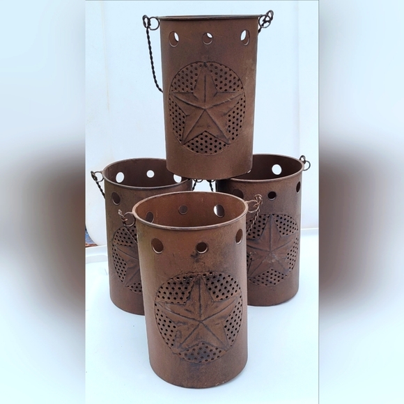 Accents | Rustic Metal Star Bucket Luminarias Set Of 4 | Poshmark